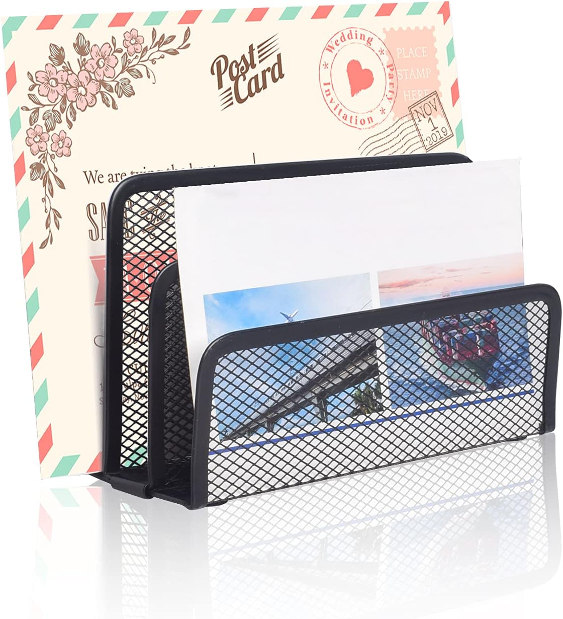 wishacc Desk Mail Organizer Small File Holders Letter Metal Mesh Docum